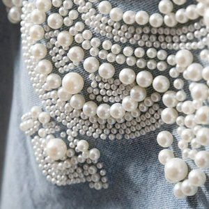 HENSA | Jackets & Coats | Pearl Denim Jacket Women Boho Denim Jacket ...